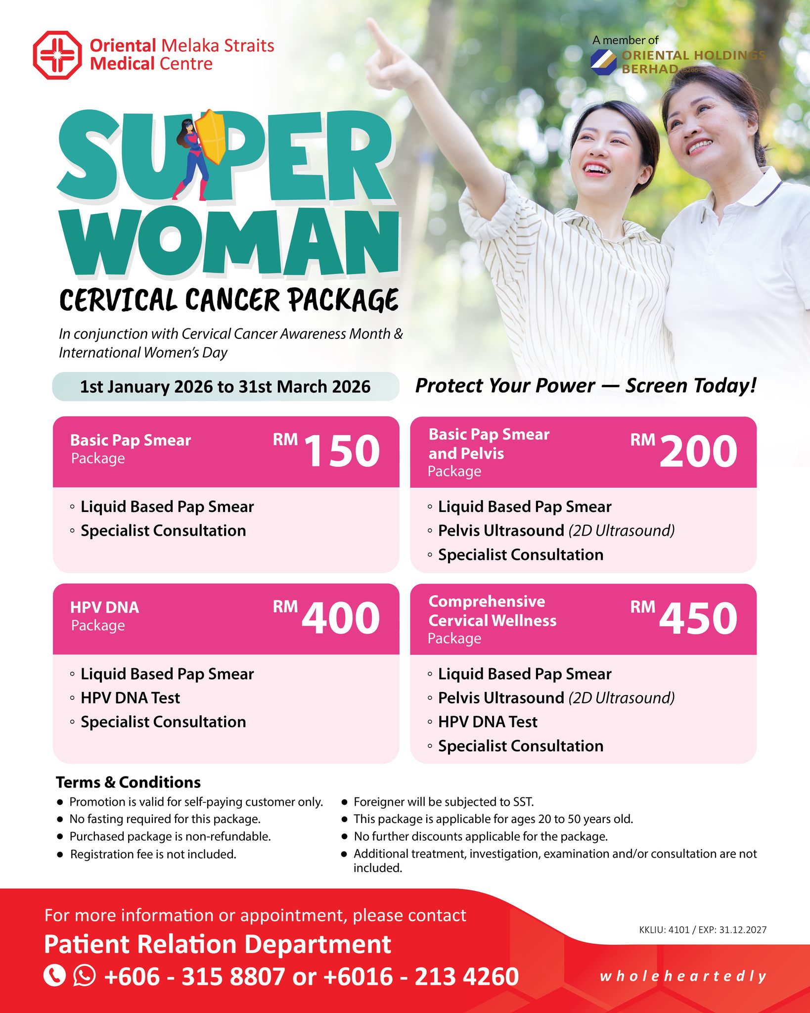 Cervical Cancer Package - Oriental Melaka Straits Medical Centre